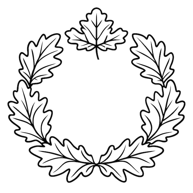 Oak Leaf Wreath Elegant Coloring Page For Nature Lovers Premium Ai Generated Vector
