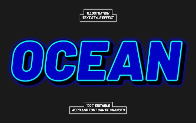 Premium Vector | Ocean text style effect Premium Vector | Ocean text style effect