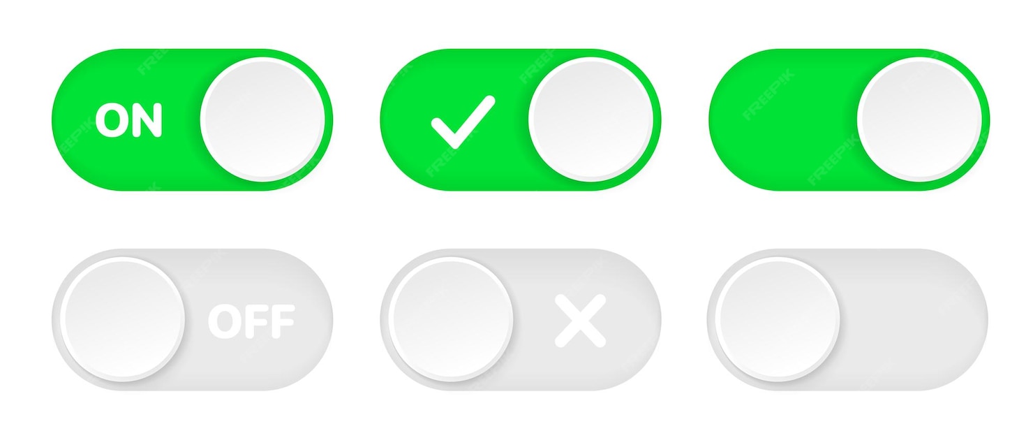 Premium Vector | On off toggle switch buttons or icons open and close active and inactive ui ux ...