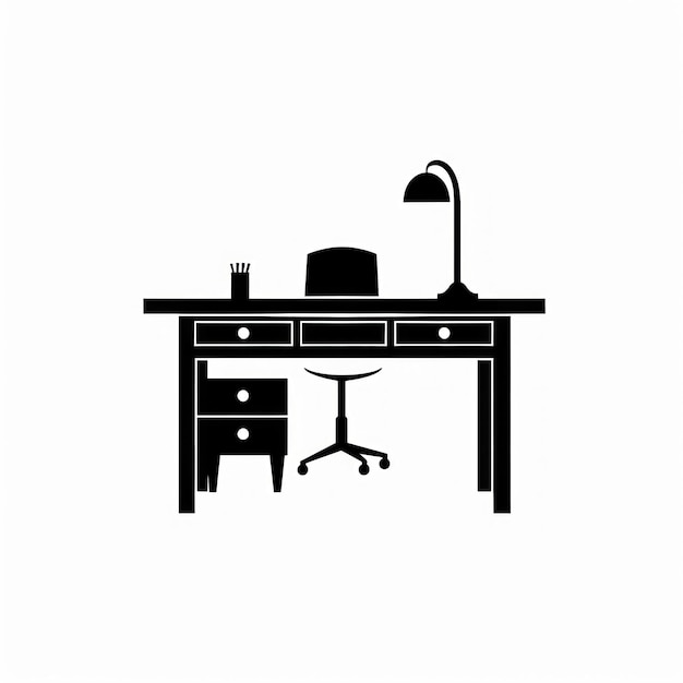 Premium Vector | Office table icon vector silhouette Premium Vector | Office table icon vector silhouette