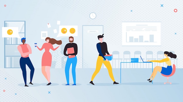 Premium Vector | Office workers informal communications flat Premium Vector | Office workers informal communications flat
