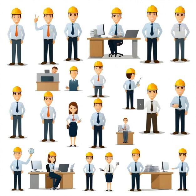 Office Workers vector set white background isolated a high | Premium AI ... Office Workers vector set white background isolated a high | Premium AI ...