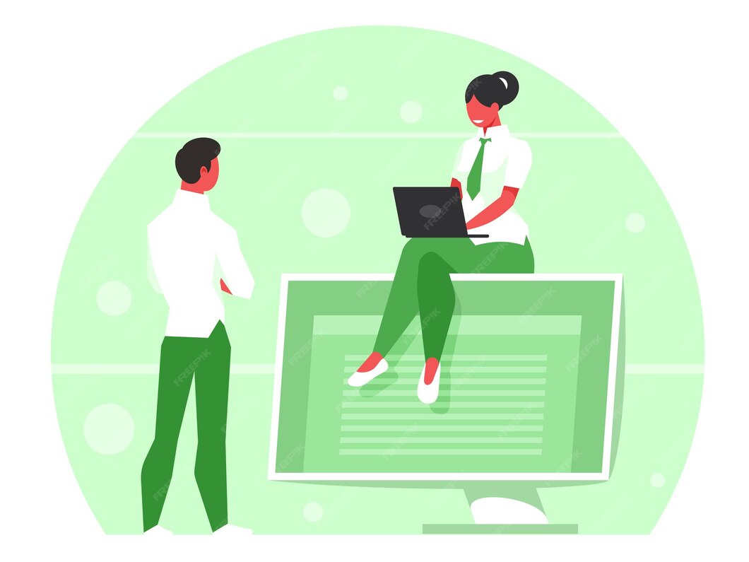 Premium Vector | Office workers working on a report Vector graphics Premium Vector | Office workers working on a report Vector graphics