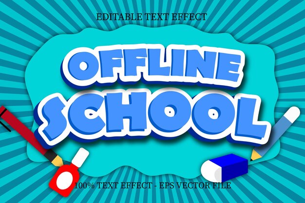 Premium Vector | Offline school text effect modern style Premium Vector | Offline school text effect modern style