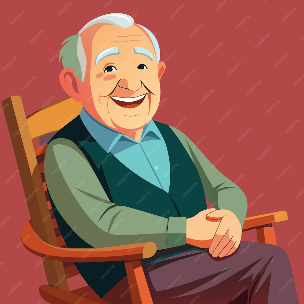 An old man sits in a rocking chair with a picture of a smiling man ... An old man sits in a rocking chair with a picture of a smiling man ...