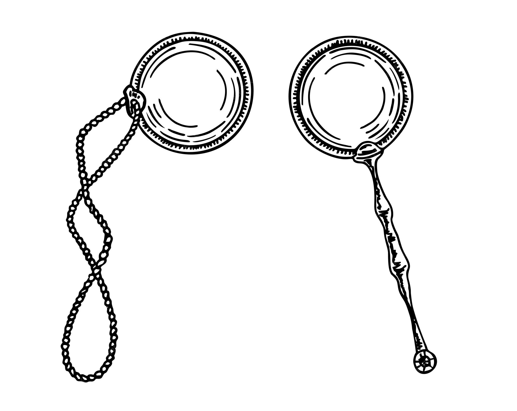 Premium Vector Old Monocle Glasses Vector Sketch Vintage Monocle Icon Vintage Spectacles