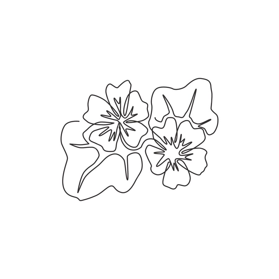 Premium Vector One Continuous Line Drawing Beauty Purple Mallow For
