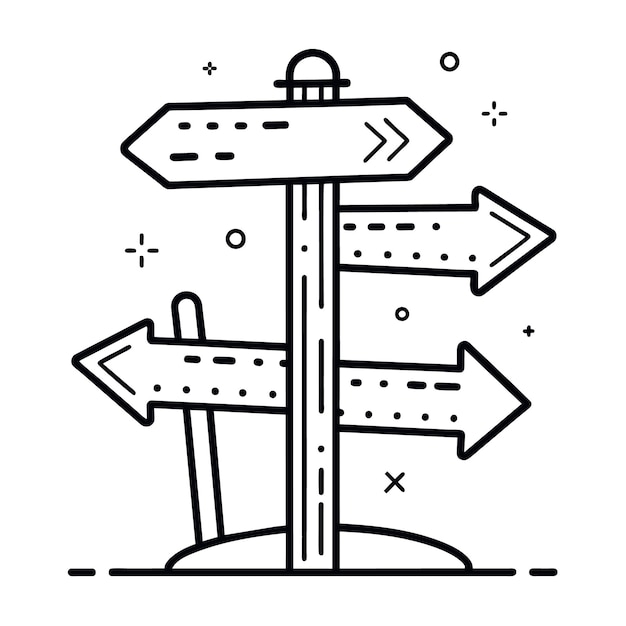 One Continuous Line Drawing Of Road Direction Sign Arrows To The Right