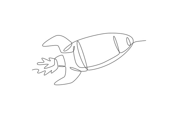 Premium Vector One Continuous Line Drawing Simple Retro Spacecraft