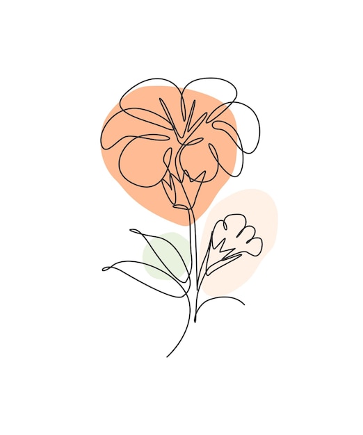 Premium Vector One Single Line Drawing Beauty Hibiscus Flower Vector