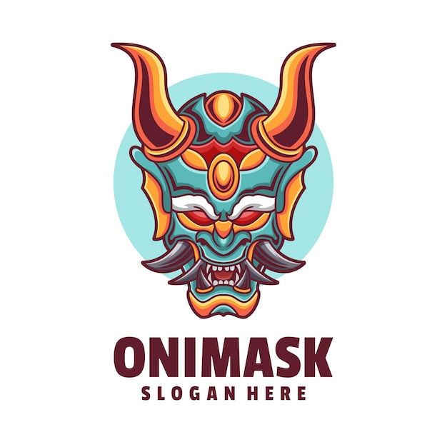 Premium Vector | Oni mask logo design Premium Vector | Oni mask logo design
