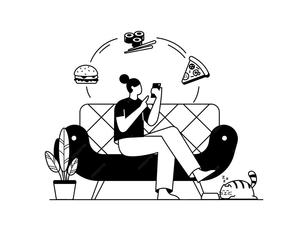 Premium Vector | Online food delivery illustration Premium Vector | Online food delivery illustration
