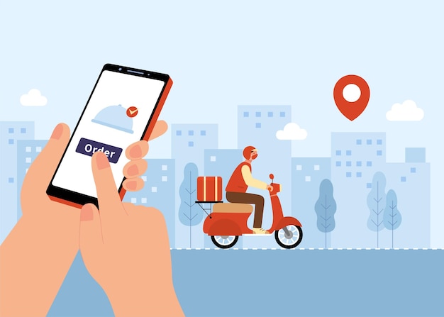 Premium Vector | Online food delivery service Premium Vector | Online food delivery service
