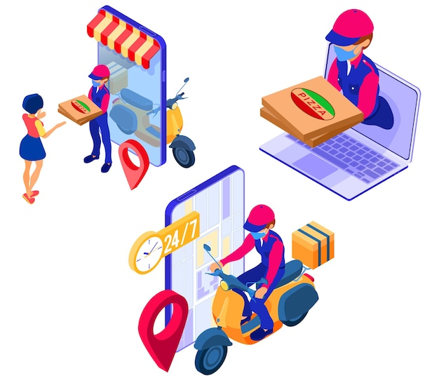 Premium Vector | Online food order package delivery service Premium Vector | Online food order package delivery service