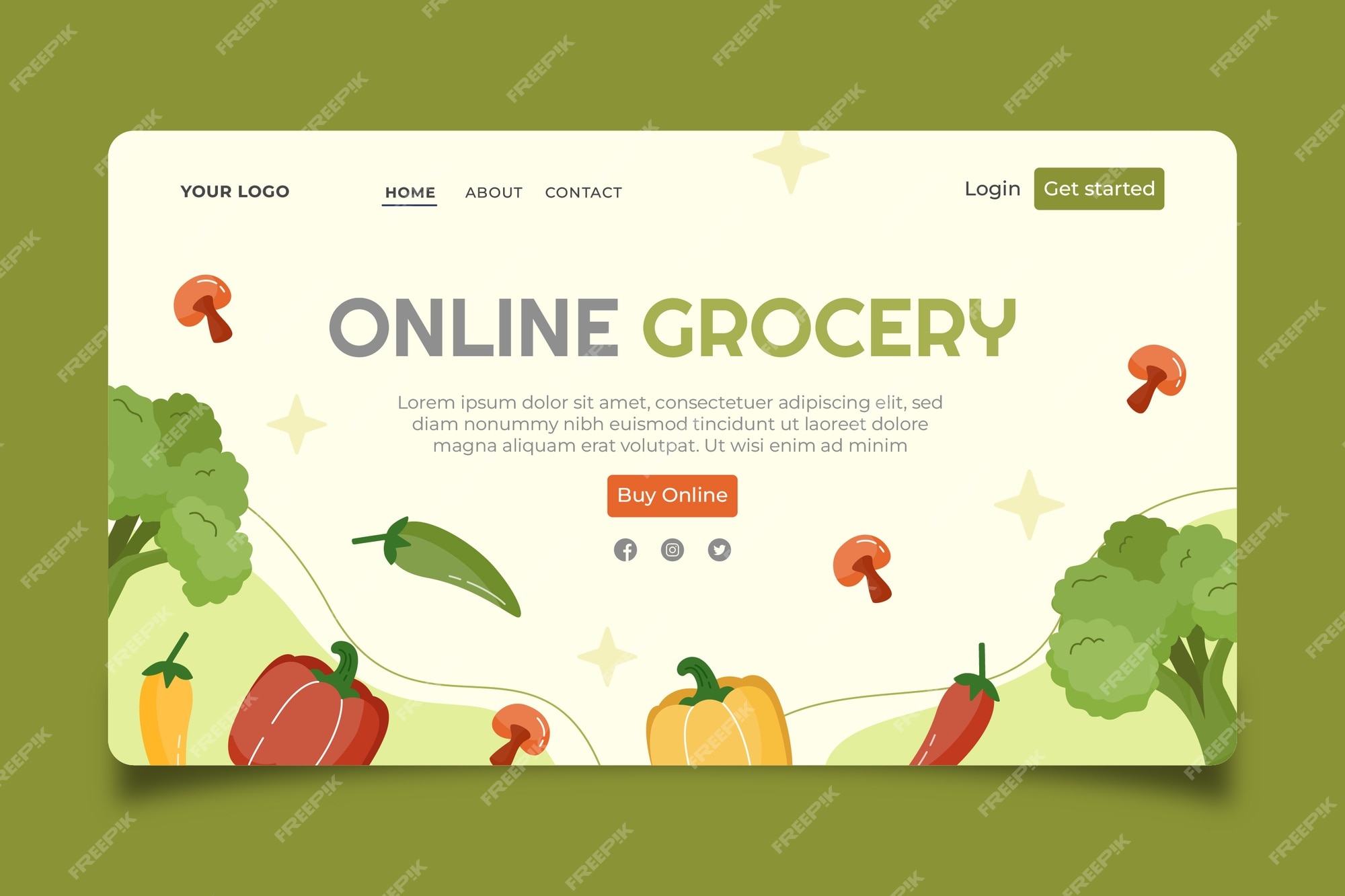 Premium Vector | Online grocery store landing page Premium Vector | Online grocery store landing page