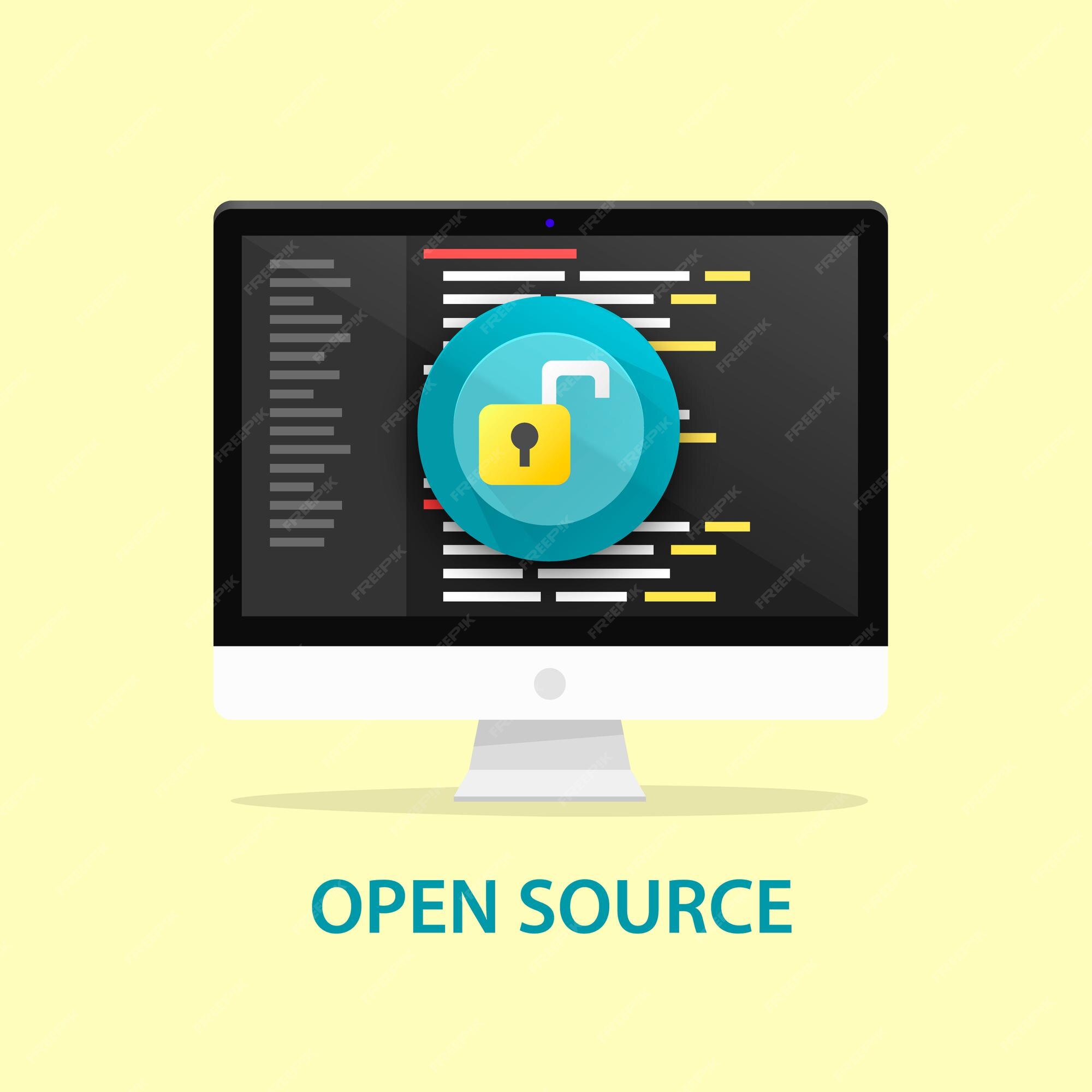 Premium Vector | Open source code, computer programming. Vector ...