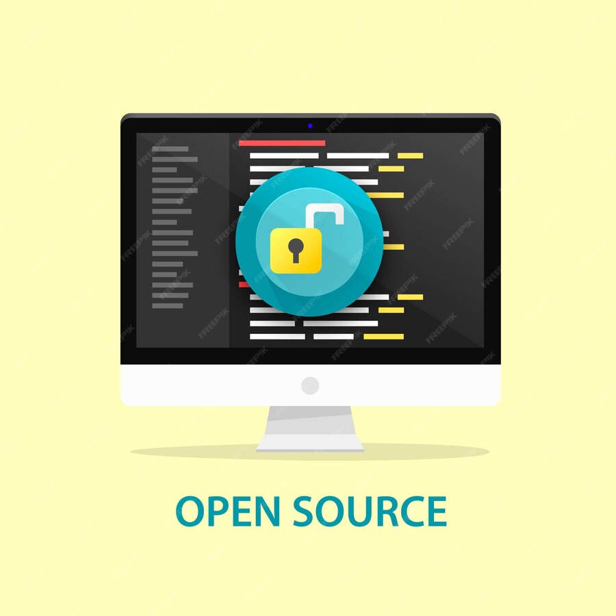 Premium Vector | Open source code, computer programming. Vector ...