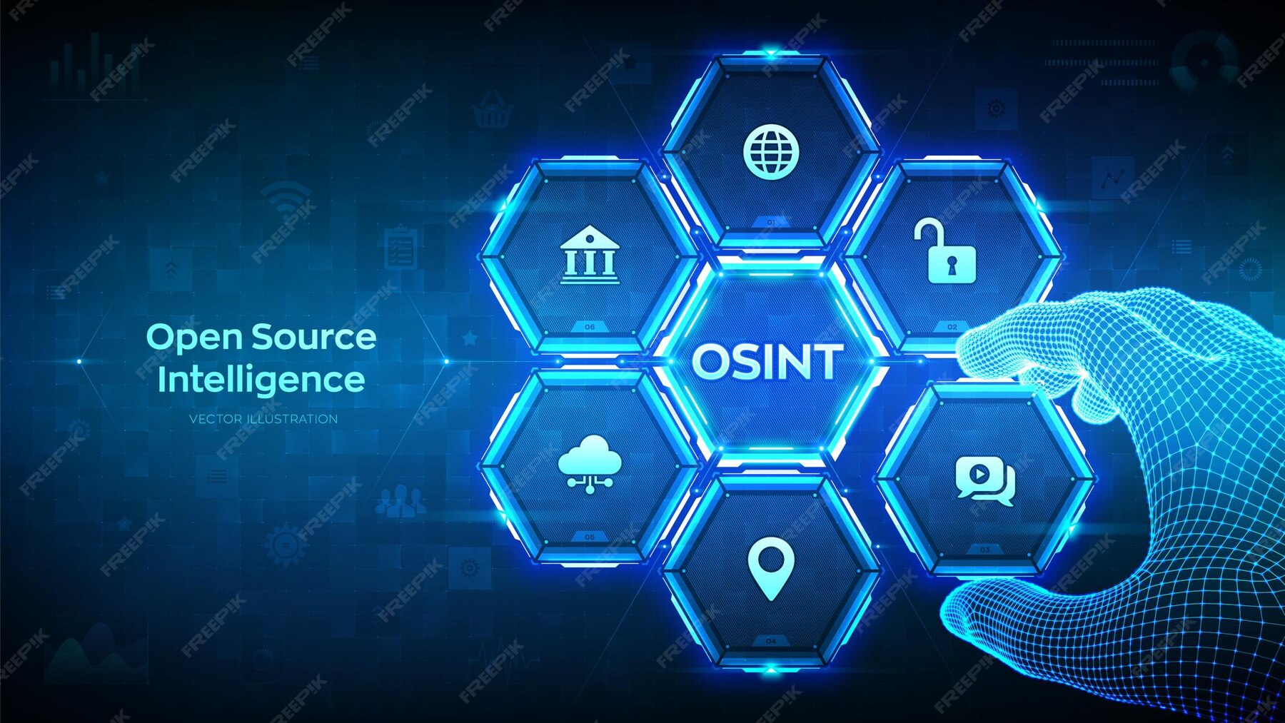 Premium Vector | Open source intelligence OSINT Open data access Open source analysis Cyber ...