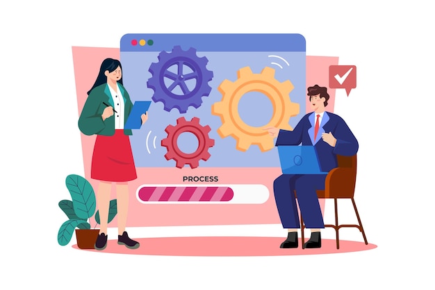 Premium Vector | Operations manager streamlining business processes Premium Vector | Operations manager streamlining business processes