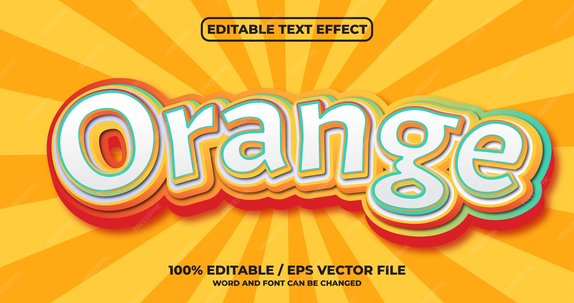 Premium Vector | Orange editable text effect Premium Vector | Orange editable text effect
