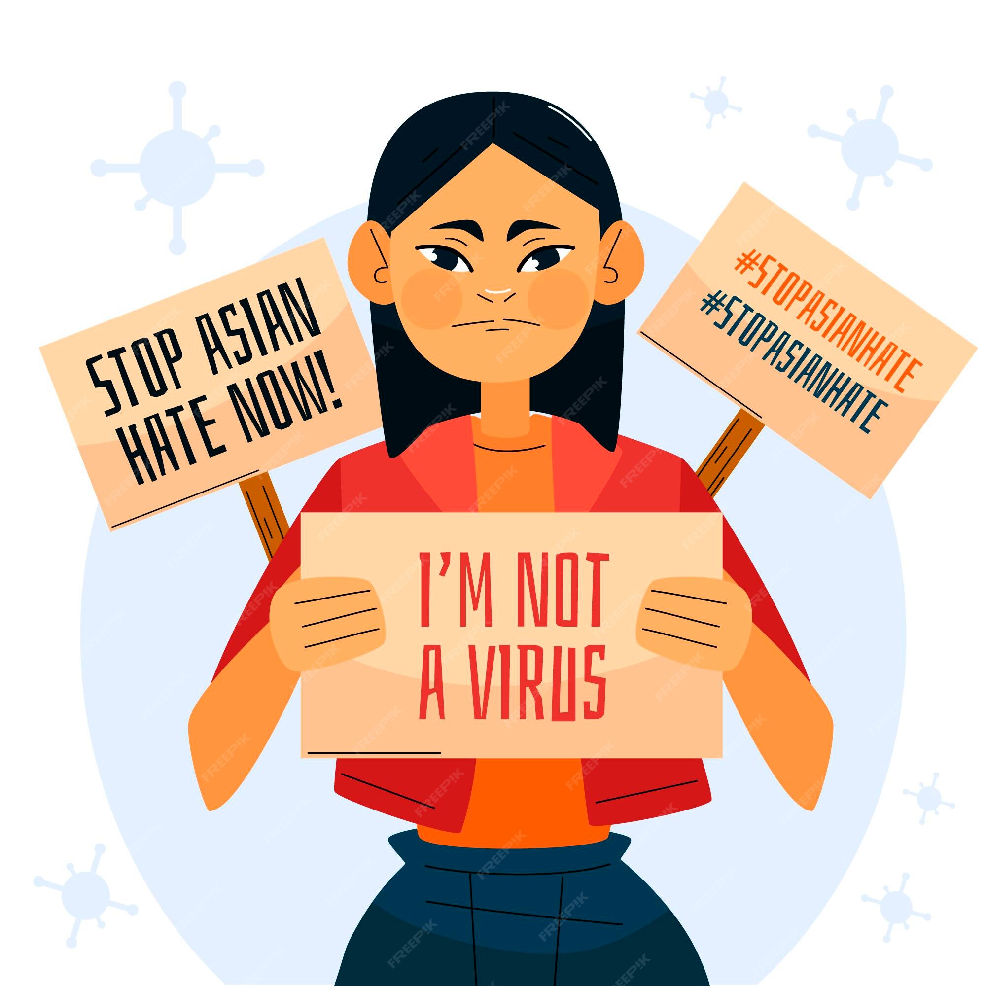 Premium Vector Organic Flat Stop Asian Hate Illustration