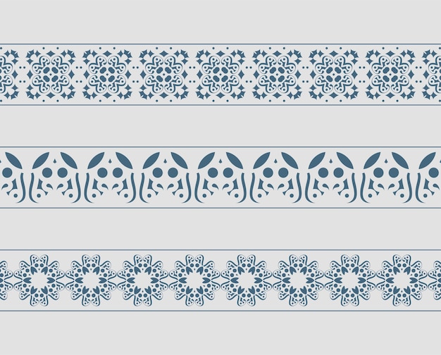 Premium Vector Ornament Style Ethnic Seamless Borders Set