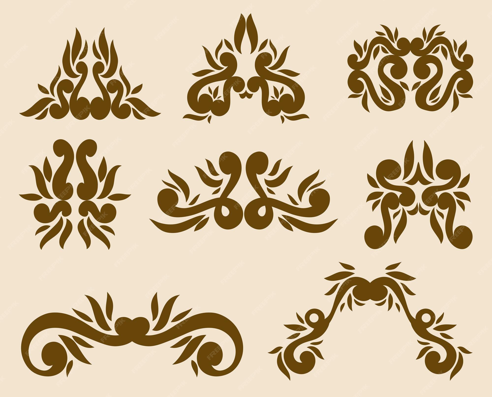 Premium Vector | Ornate swirling floral motif vector Premium Vector | Ornate swirling floral motif vector