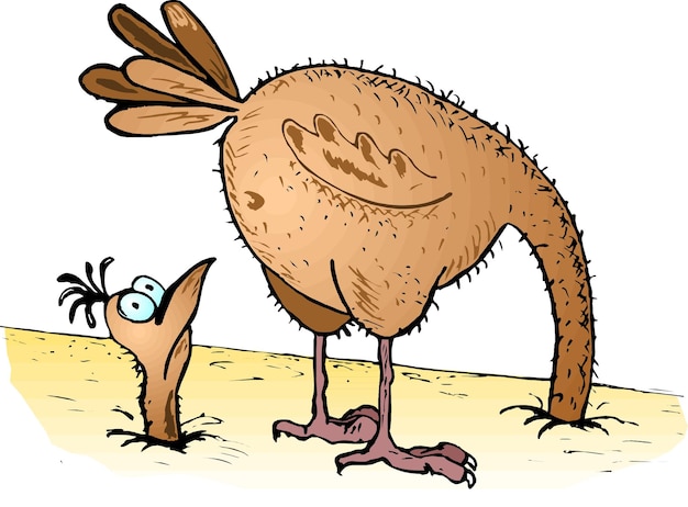 Premium Vector | Ostrich hiding its head in the sand comic handdrawn ... Premium Vector | Ostrich hiding its head in the sand comic handdrawn ...