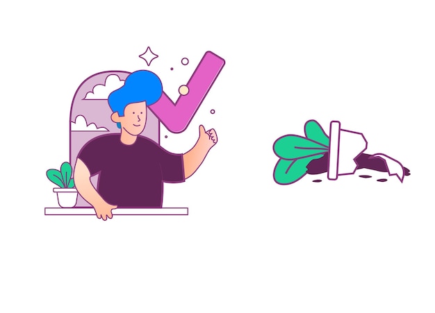 Premium Vector | Outline illustration of success and failure Premium Vector | Outline illustration of success and failure