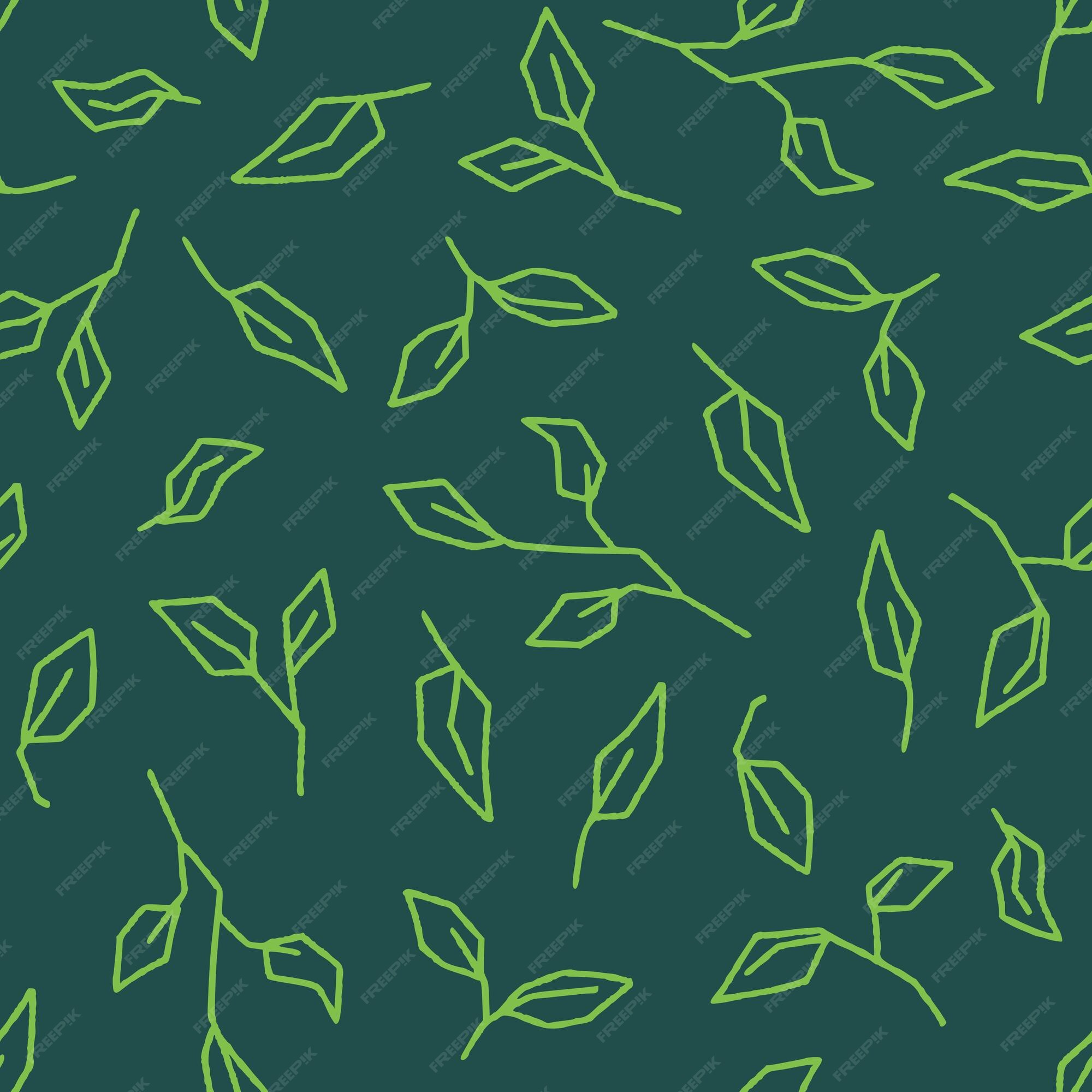 Premium Vector Outline Leaves Seamless Pattern Vector Illustration