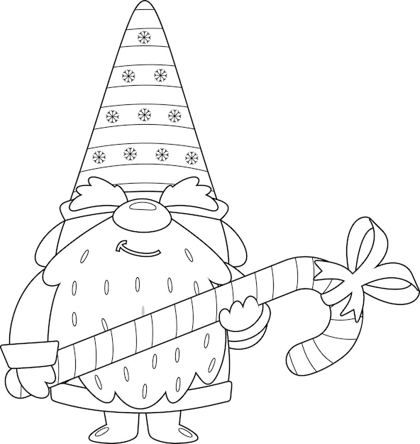 Premium Vector Outlined Cute Christmas Gnome Cartoon Character