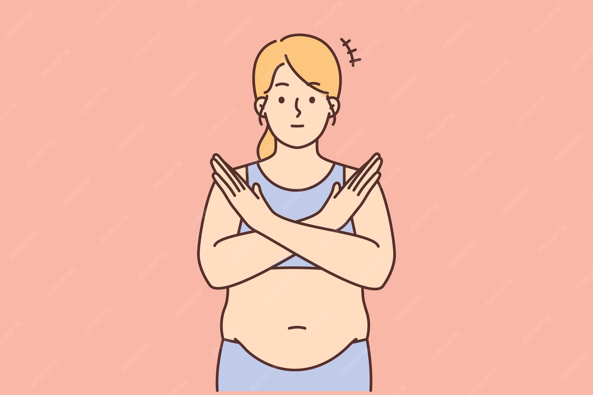 Premium Vector | Overweight woman show stop hand gesture Premium Vector | Overweight woman show stop hand gesture