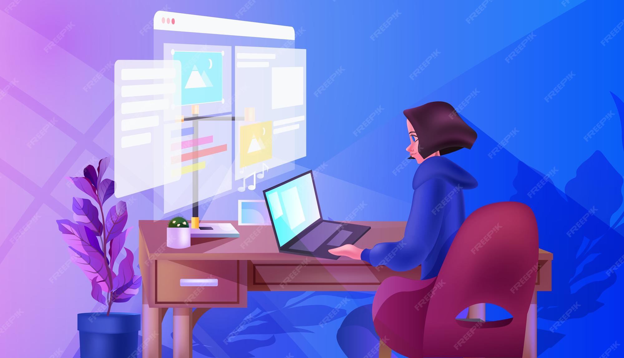 Premium Vector | Overworked developer creating website ui web application development program ...