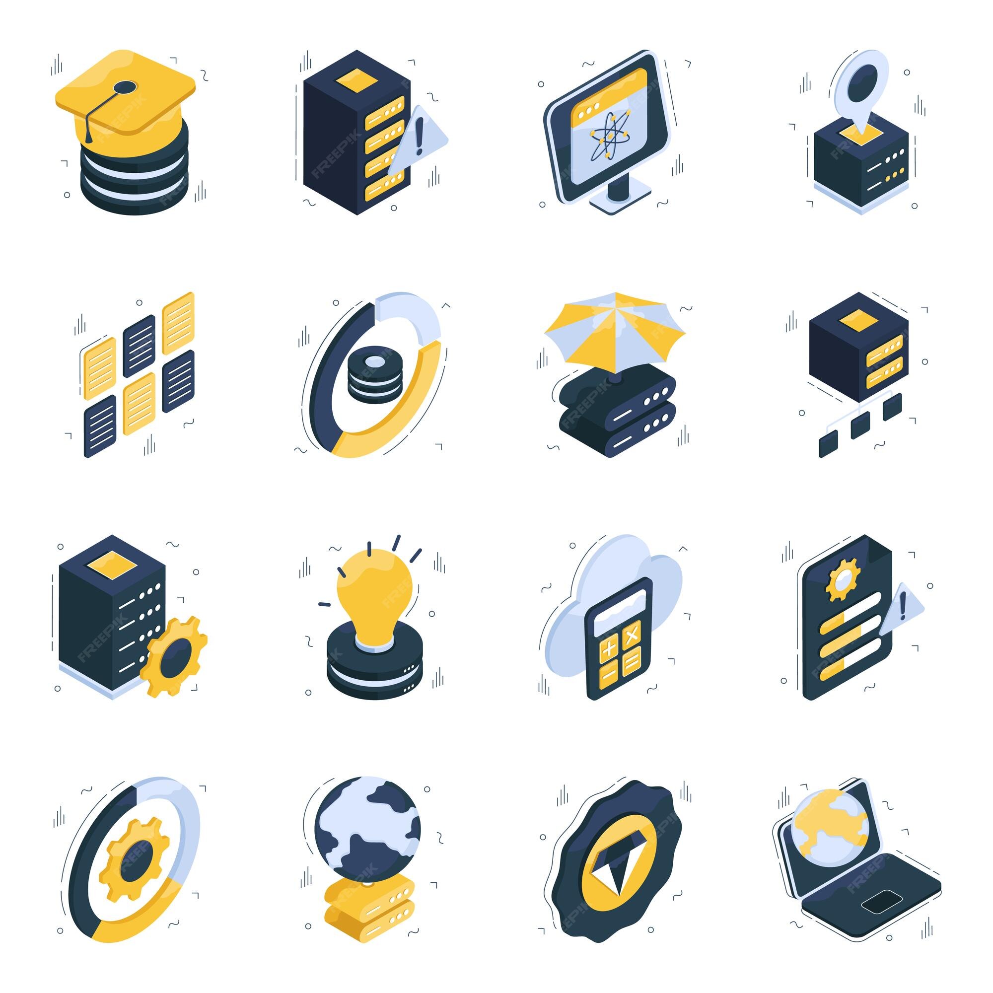 Premium Vector | Pack of Data and Analytics Isometric Icons Premium Vector | Pack of Data and Analytics Isometric Icons