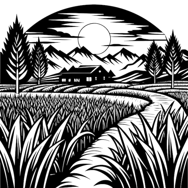 Paddy field vector illustration | Premium AI-generated vector Paddy field vector illustration | Premium AI-generated vector
