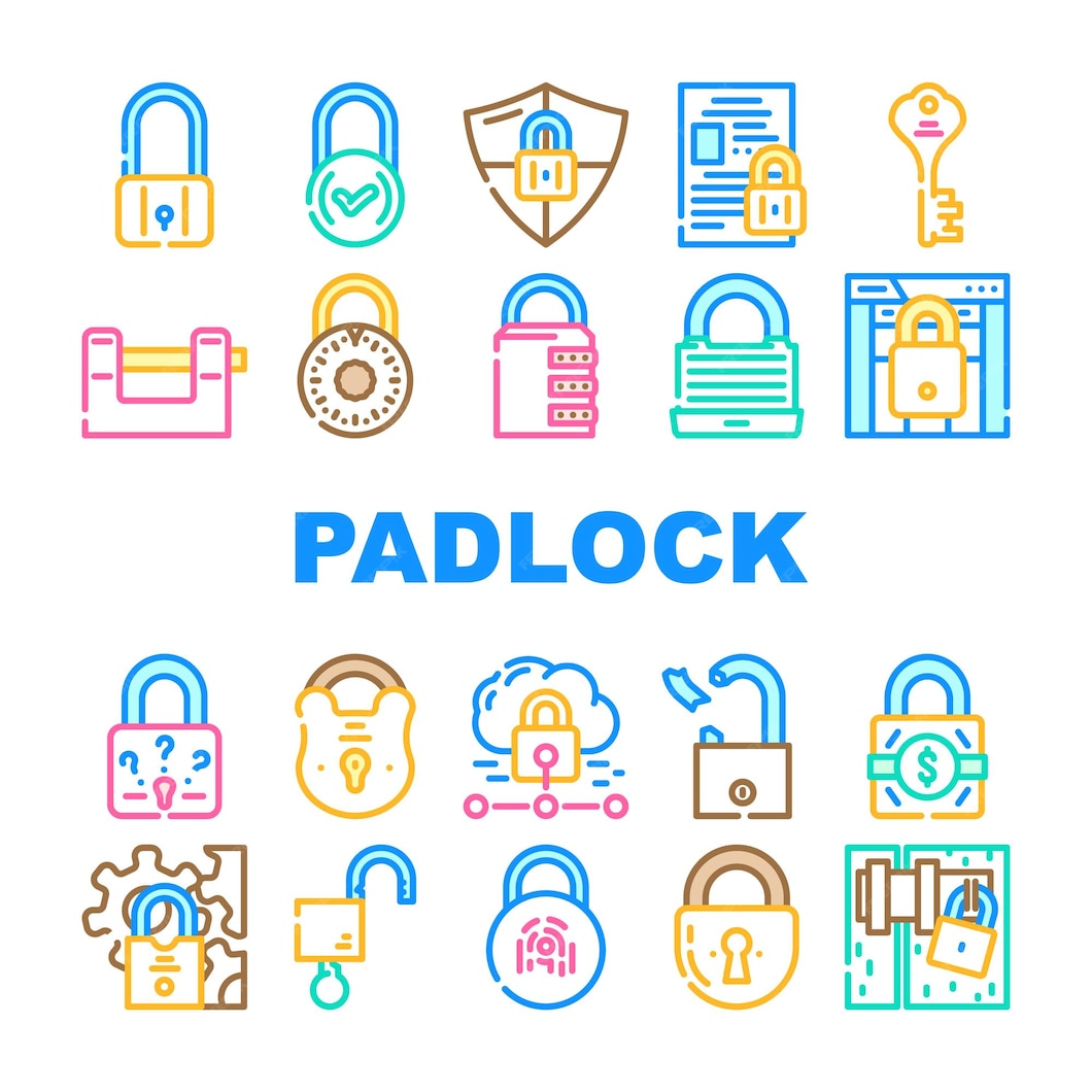 Premium Vector Padlock Lock Safe Password Icons Set Vector Privacy Secure Security Protection