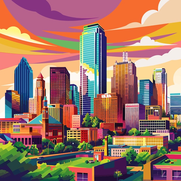 A painting of a city with a colorful sky and clouds | Premium AI ... A painting of a city with a colorful sky and clouds | Premium AI ...