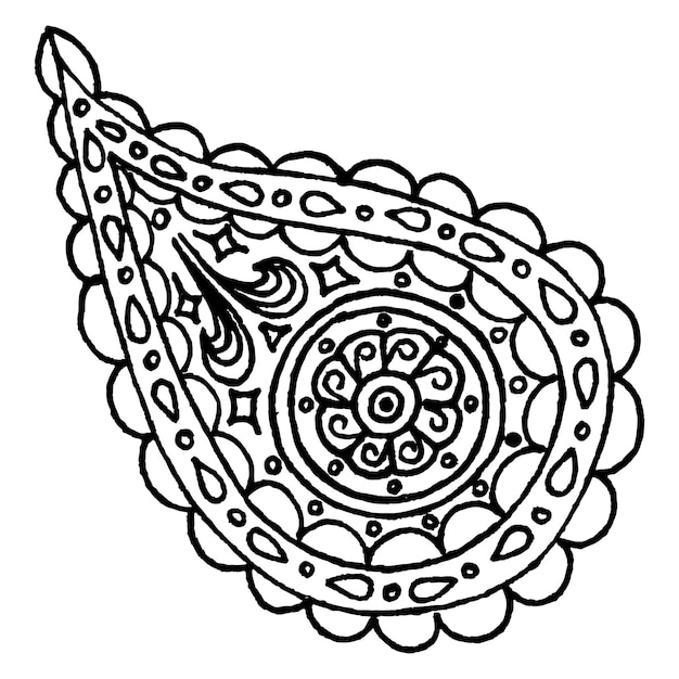 Premium Vector Paisley Buta Hand Drawn Monochrome Pattern Doodle
