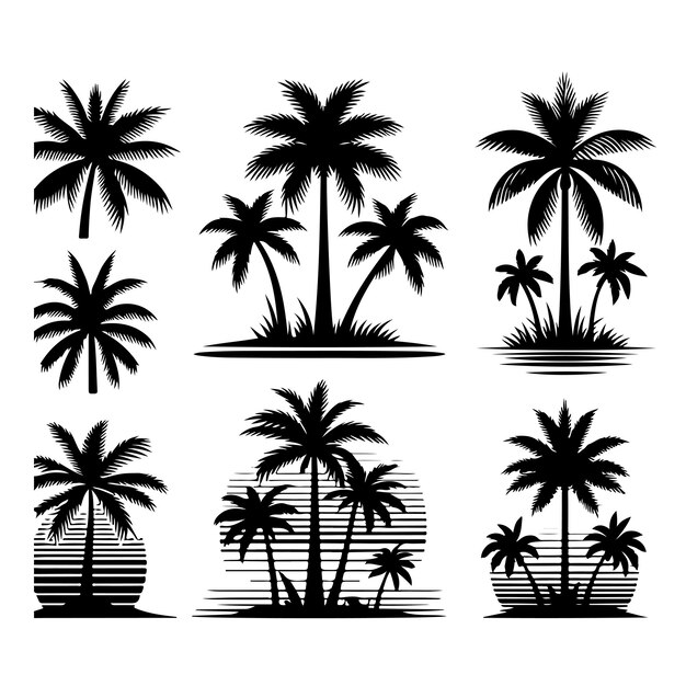 Palm tree silhouette vector set | Premium AI-generated vector Palm tree silhouette vector set | Premium AI-generated vector