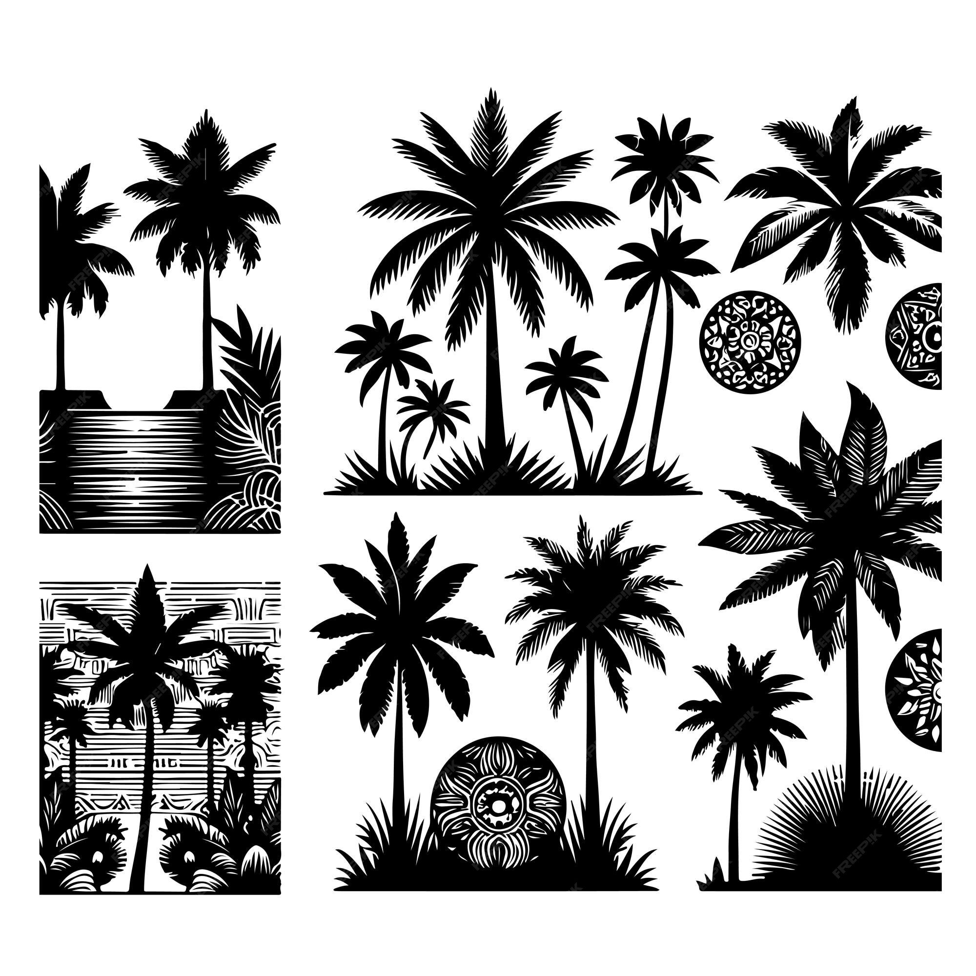 Palm tree silhouette vector set | Premium AI-generated vector Palm tree silhouette vector set | Premium AI-generated vector