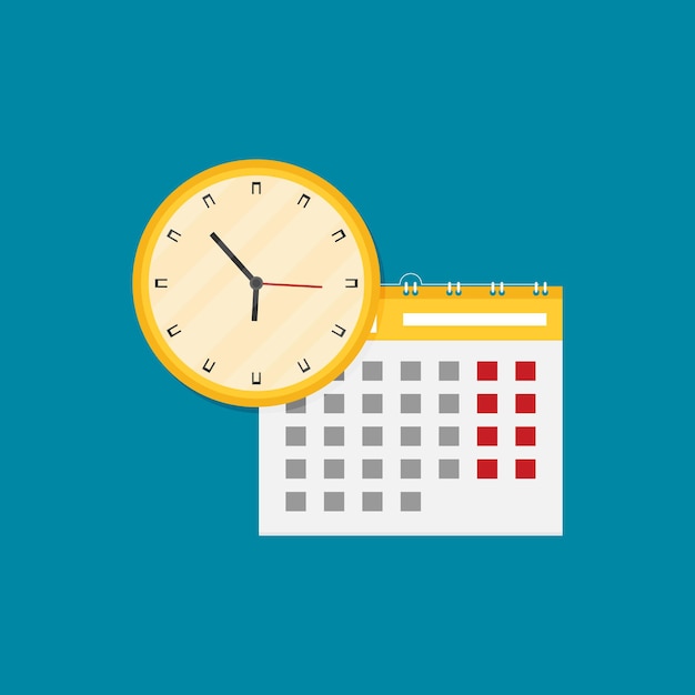 Premium Vector | Paper spiral wall calendar and clocks vector ... Premium Vector | Paper spiral wall calendar and clocks vector ...