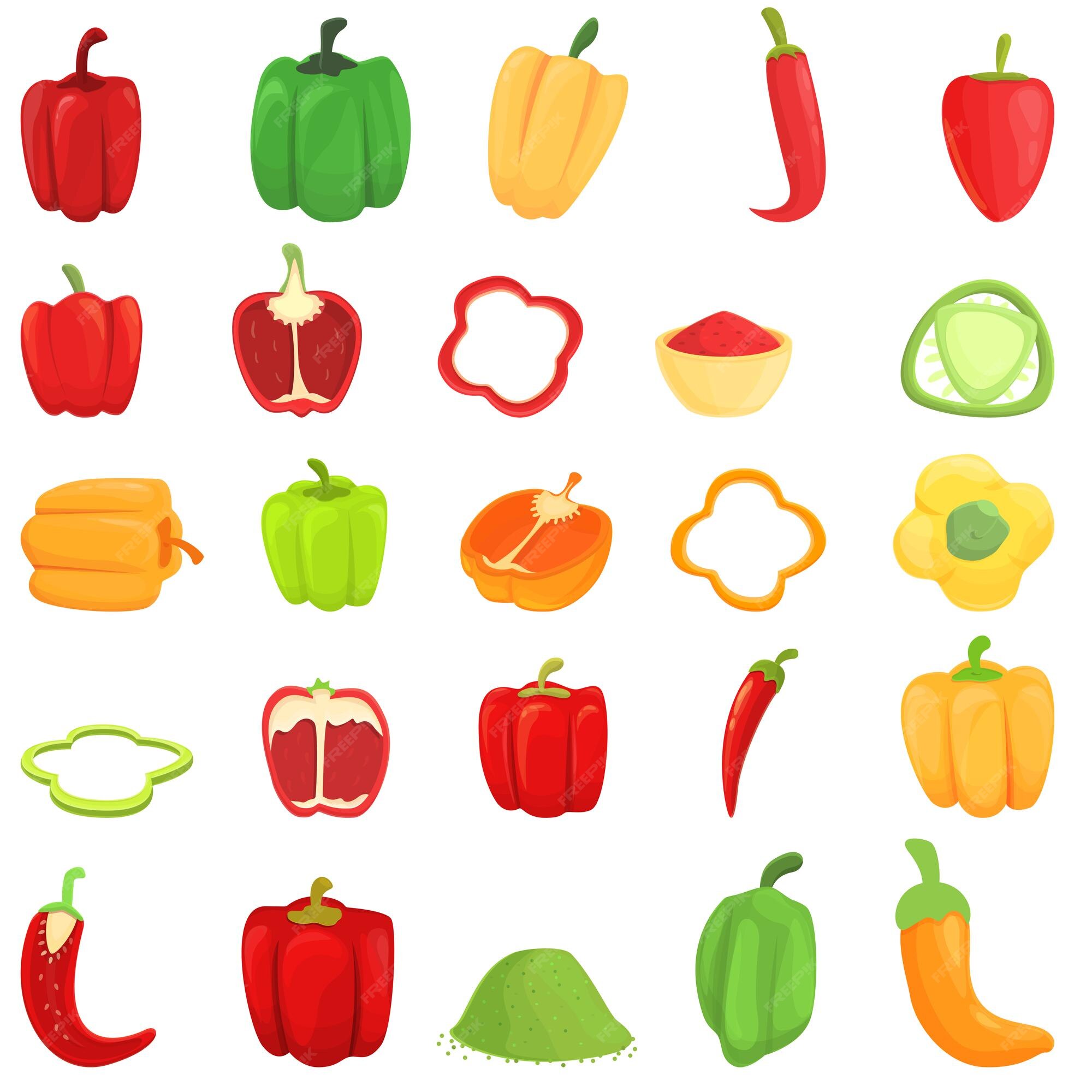 Premium Vector | Paprica icons set. Cartoon set of paprica vector icons ... Premium Vector | Paprica icons set. Cartoon set of paprica vector icons ...