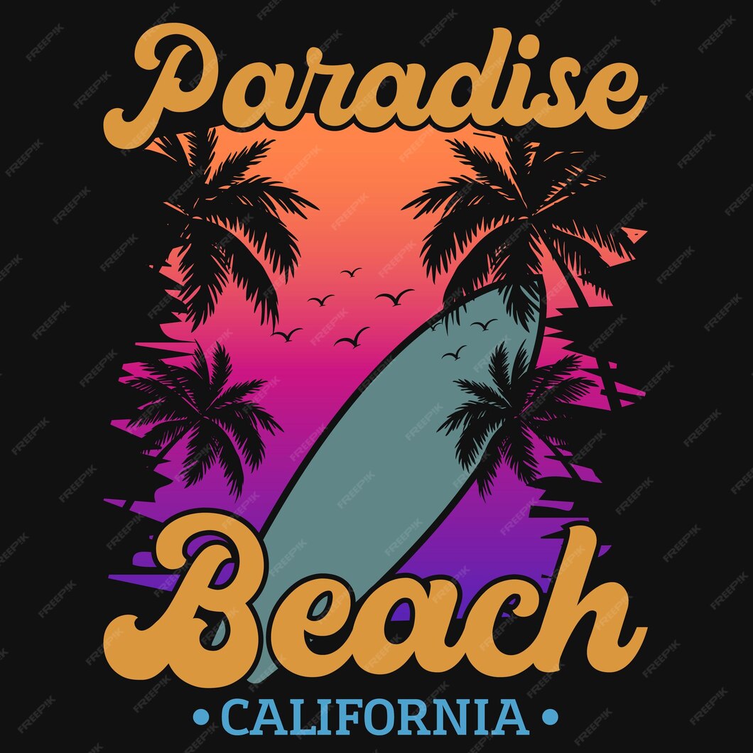 Premium Vector Paradise Beach California Tshirt Design