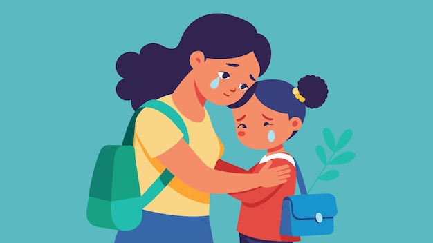 Premium Vector | A parent and child hugging tightly before the child ... Premium Vector | A parent and child hugging tightly before the child ...