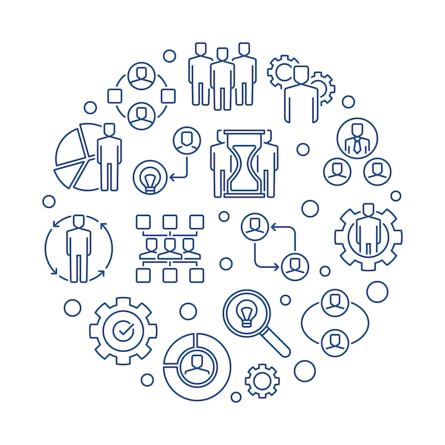 Premium Vector | Partnership round business outline icon illustration Premium Vector | Partnership round business outline icon illustration