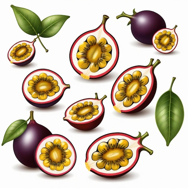 Premium Vector Passionfruit Vector Set White Background Isolated A