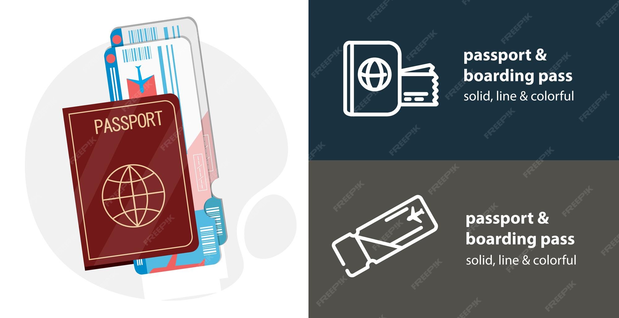 Premium Vector Passport With Boarding Pass Ticket Flat Icon With