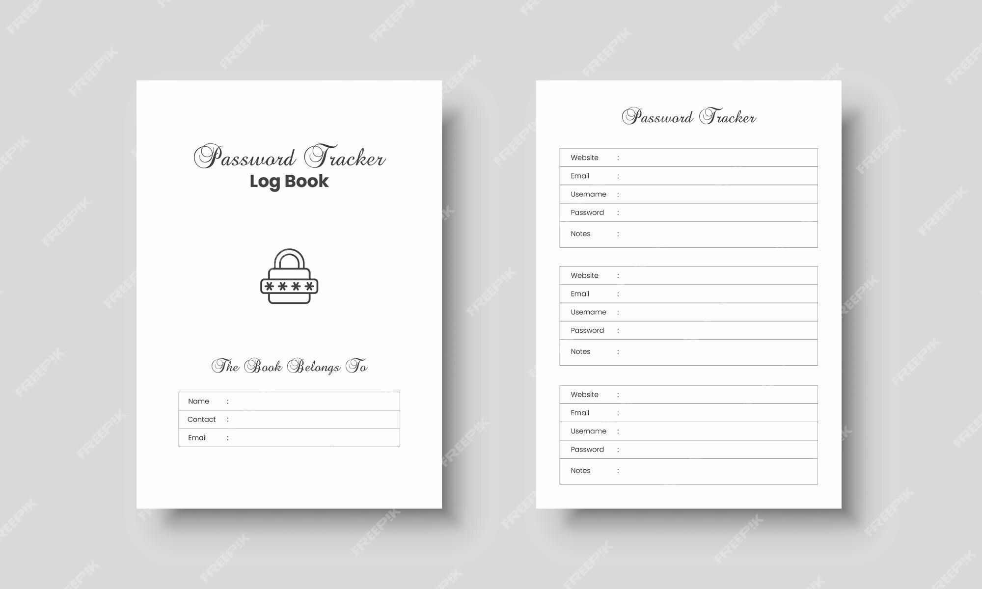Premium Vector Password Log Book Template Website Password Tracker