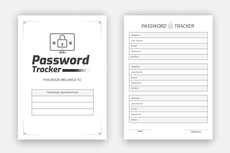 Premium Vector Password Tracker Log Book Design Template Reminder