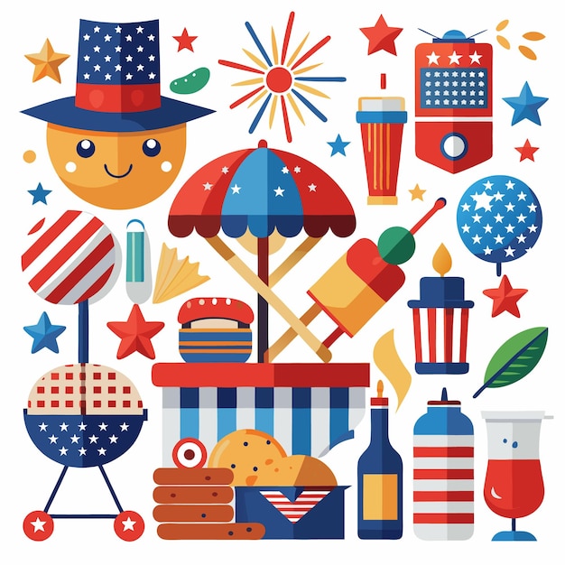 Premium Vector Patriotic American 4th Of July Party Supplies And